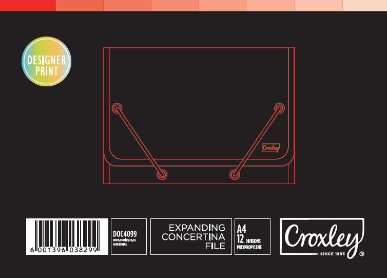 Croxley A4 Designer Expanding Concertina File 12 Divisions