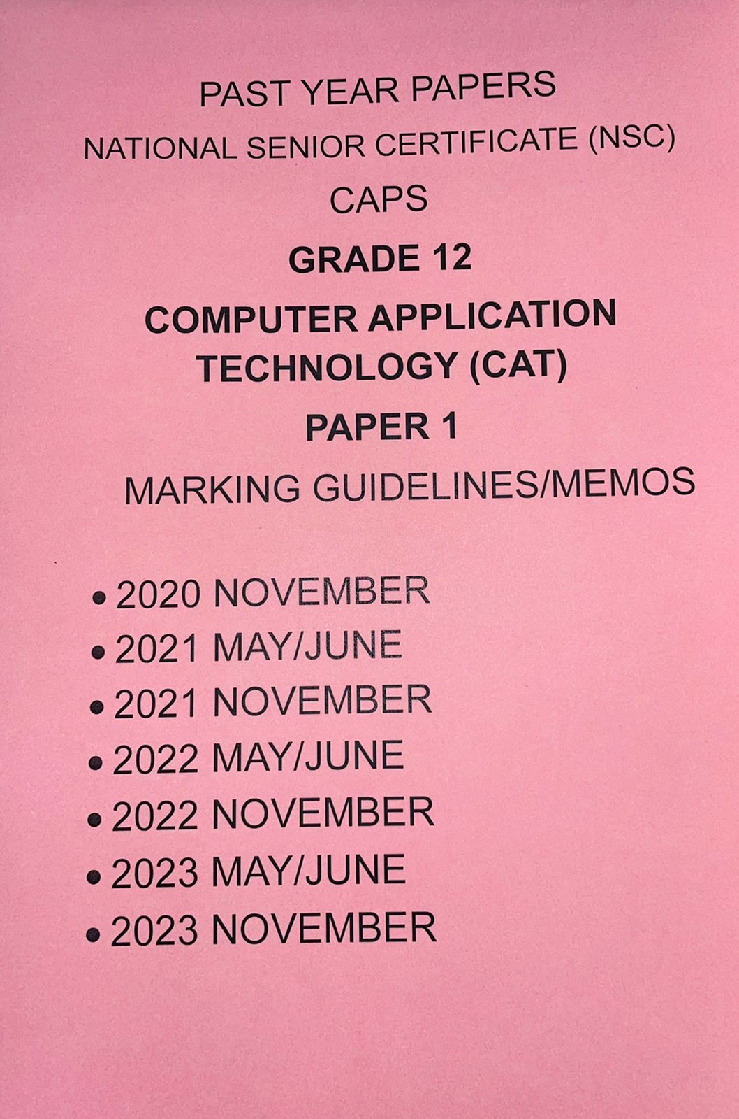 Grade 12 Computer Application Technology (CAT) Paper 1 Questions Paper