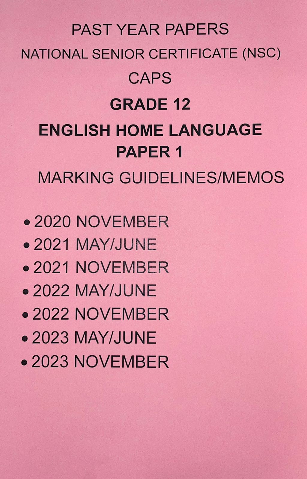 Grade 12 English Home Language Paper 1 Exam Papers and Marking Guideli